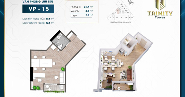 Chính chủ bán gấp cắt lỗ chung cư Trinity Tower tầng đẹp view hồ giá cực rẻ