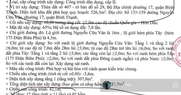 Toà Building 4.731m2 sàn .. 2 hầm 12 tầng...Mặt tiền Nguyễn Cửu Vân ...