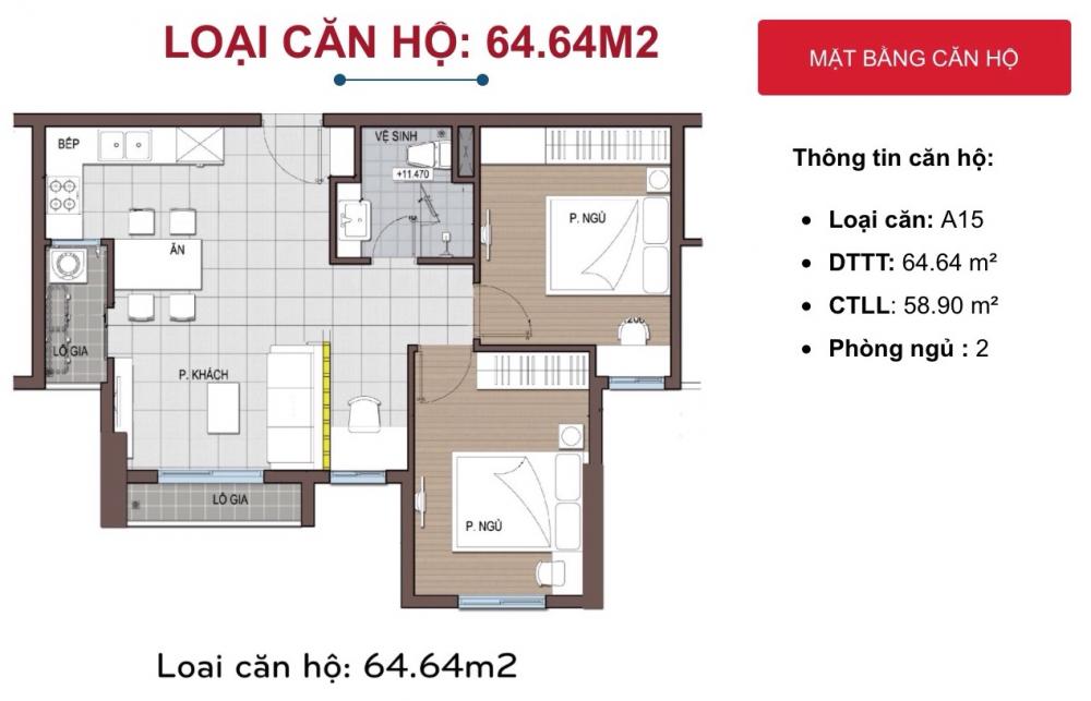 Hàng Hiếm, Bán căn hộ Conic Riverside Q8, 2PN, 1WC=2tỷ360, 65m2, thoáng ...