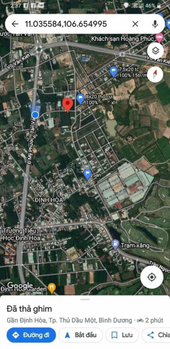 Nhánh MPTV mặt tiền DX 071 Định Hòa giá 7.5tr/m2 (2 lô liền kề) DT 1600m2/lô. LH 0973 791 *** GC