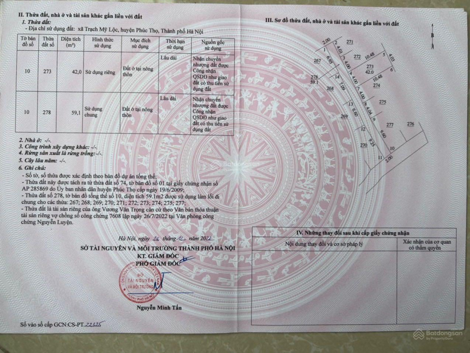 Nhỉnh 300tr có 42m2 đất Phúc Thọ cách QL32 khoảng 400m