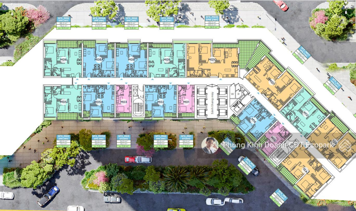 Căn Studio Mezza Sky Forest - Trần 6m - Gía 2,0x tỷ bao phí chuyển nhượng - LH 0918 114