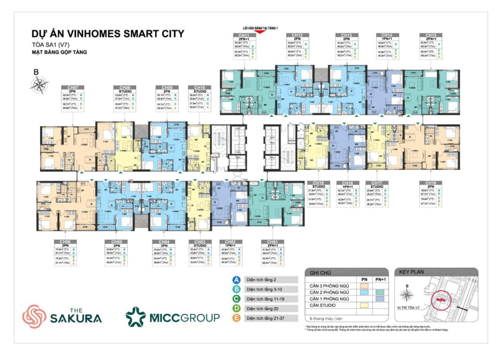 Quỹ ngoại giao tòa SA1 - The Sakura, căn 1 ngủ + 1 (2,1 tỷ), căn 2 ngủ ...