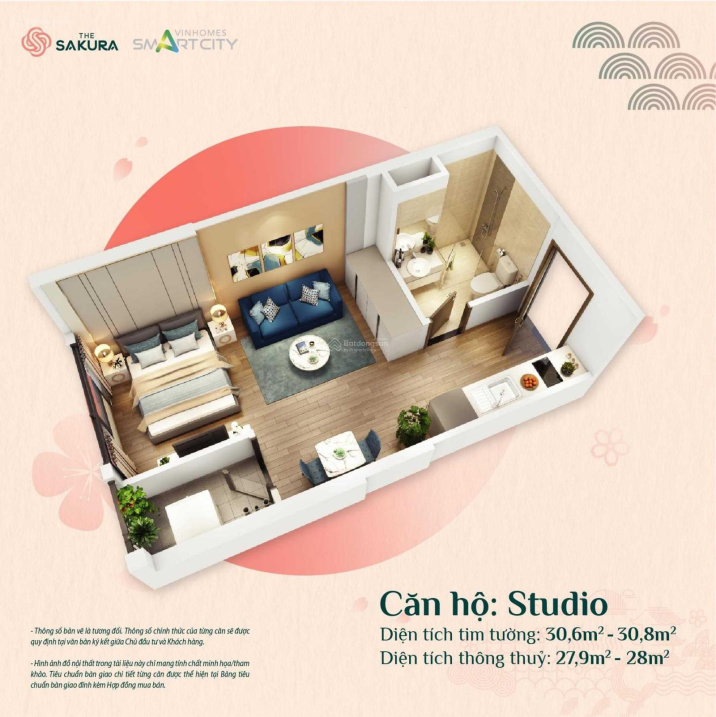 Sa1 - Sakura bán căn studio view nội khu giá 1,3 tỷ view nội khu thoáng đẹp