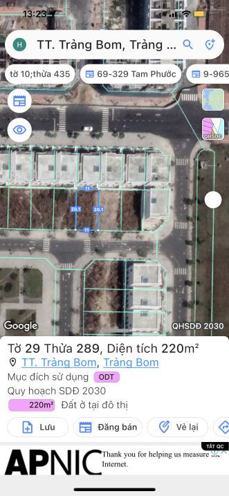 11x20m thị trấn Trảng Bom view công viên