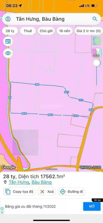 1,7 ha Tân Hưng TTHC BB, gần đường Mỹ Phước - Bàu Bàng và QL13, gần KCN ...