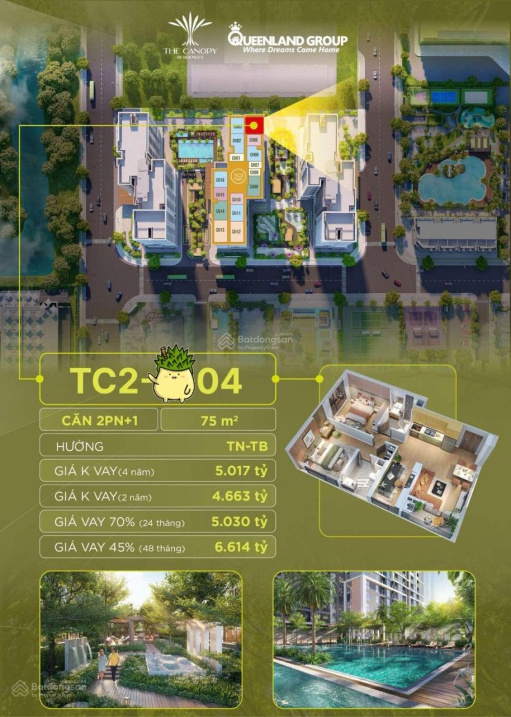 TC2, căn hộ góc 2PN + 2VS giá tốt nhất The Canopy, có slot để xe. Miễn ...