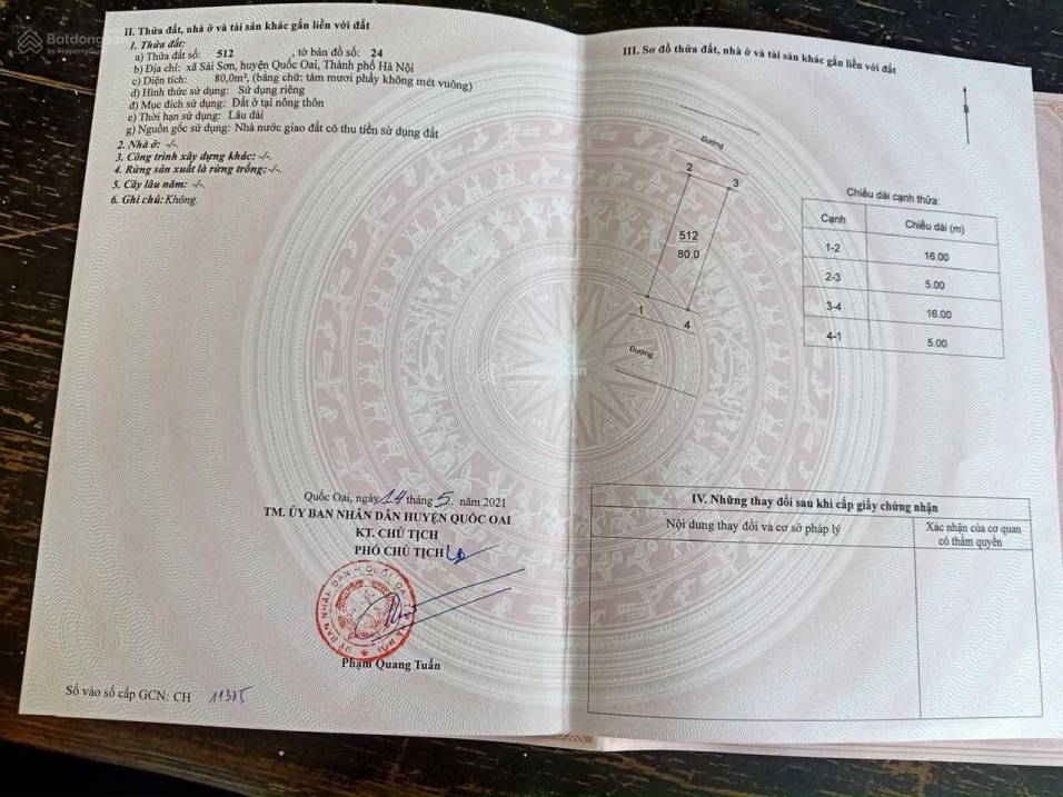 Bán lô đất đấu giá C10 DG08 Sài Sơn, Quốc Oai, Hà Nội. Sổ đỏ sẵn sàng, vị trí siêu đẹp. 80m2