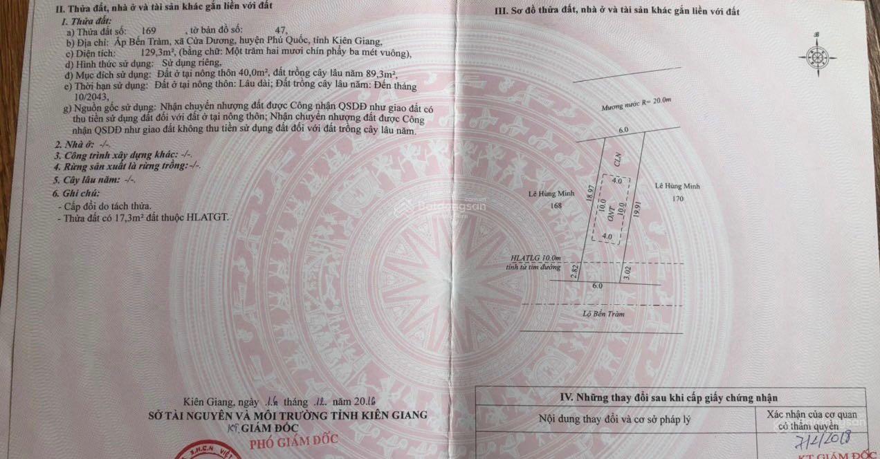 Bán 3 nền mặt tiền Bến Tràm Cửa Dương