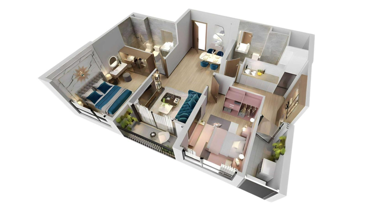 2PN + 1 - 2WC, 76m2 số lượng 1 căn/sàn tòa BE3 - Ocean Park - Gia Lâm