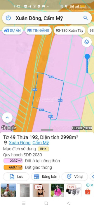 Bán 5000m2 full hồng, khu dân cư, cách Tl328 500m, điện 3 pha. Giá 650tr/s