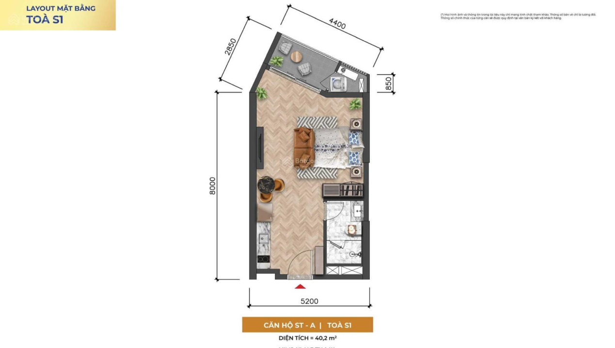 Căn studio 40m2 chỉ với 2.8 tỷ - tầm view bể bơi và quảng trường