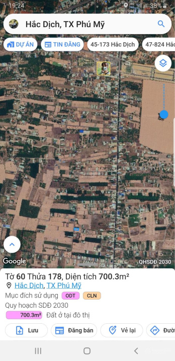 Cần bán gấp đất mặt tiền đường nhựa 8m Hắc Dịch Phú Mỹ ngay khu ô bàn ...