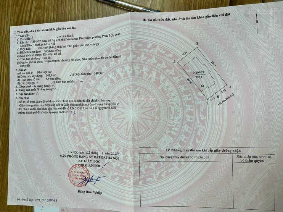 Bán song lập sông Hoa Sữa 1, 200 m2, Đông Nam, 6xtỷ Vinhomes Riverside ...