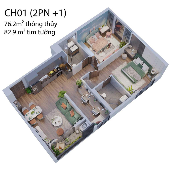 Căn hộ TC30808 - 2N + 1 toà TC2 The Canopy - Lựa chọn đẳng cấp cho gia ...