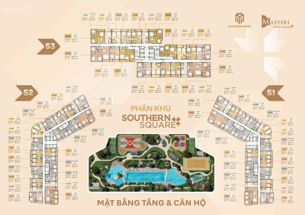 Quỹ căn Studio - 1PN -2PN- 3PN Masteri Trinity Square VHOCP2 đẹp nhất ...