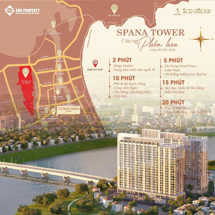 Căn hộ Spana Tower Hoà Xuân, 2 căn 1BR+. Tầng cao đẹp cuối cùng giá gốc ...