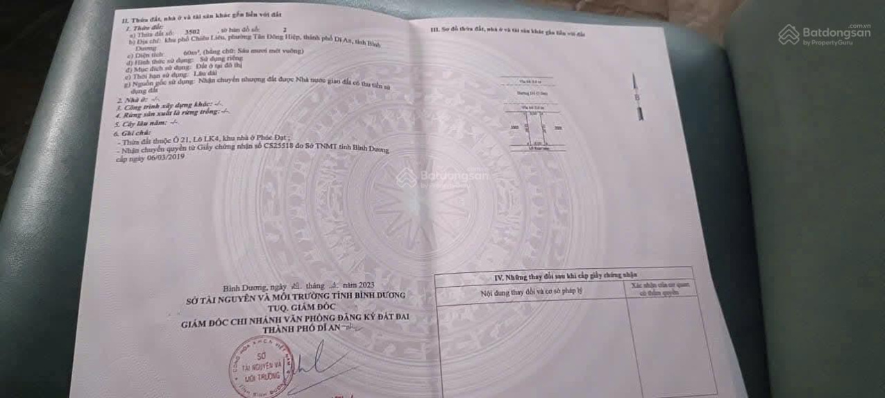 Bán đất KDC Phúc Đạt Dĩ An 5x12m 60m2 giá 3,3 tỷ LH 0906 309 ***gc