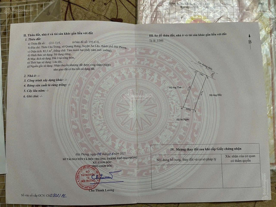 Bán lô đất 82,5m2 chính chủ mặt đường nhựa Câu Trung Quang Hưng An Lão ...