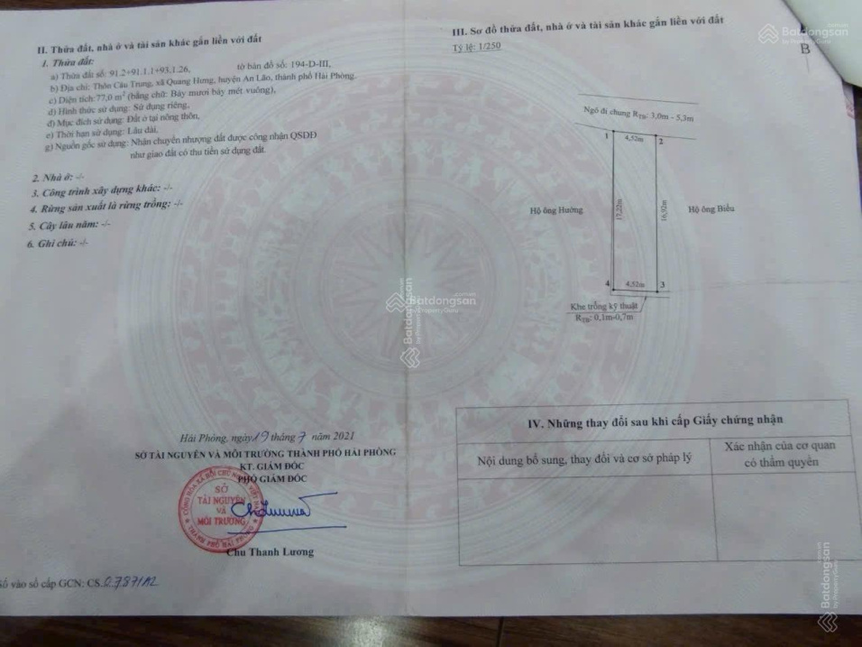 Bán lô đất 77m2 chính chủ tại Câu Trung Quang Hưng An Lão ( An Quang ...