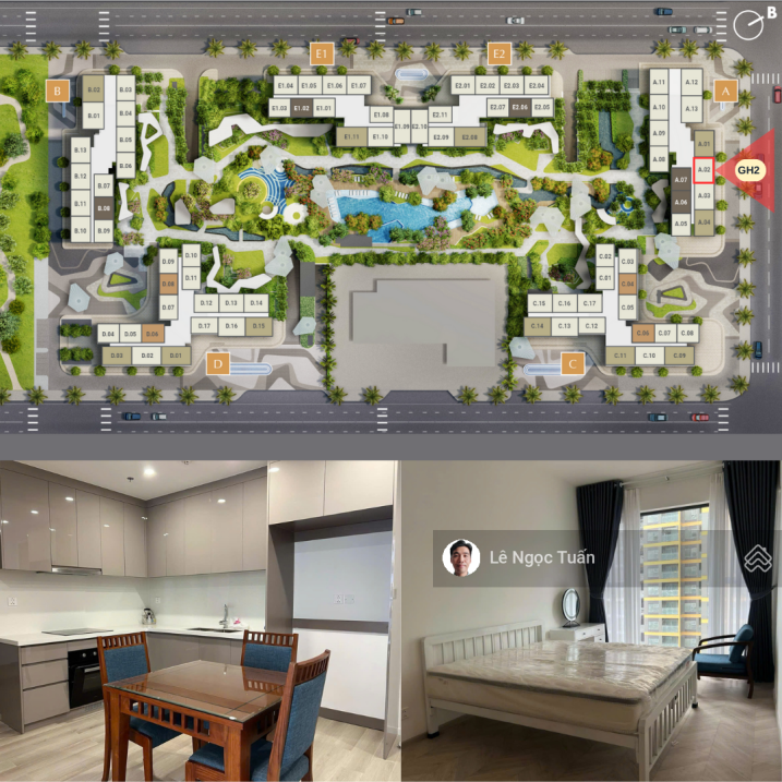 Cho thuê căn hộ 2PN Masteri Centre Point hướng Đông Bắc