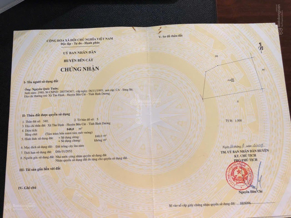 Bán gấp đất 3500m2 thổ cư 150m2, sẵn 2 căn nhà yến, tại Tân Định, Bến ...