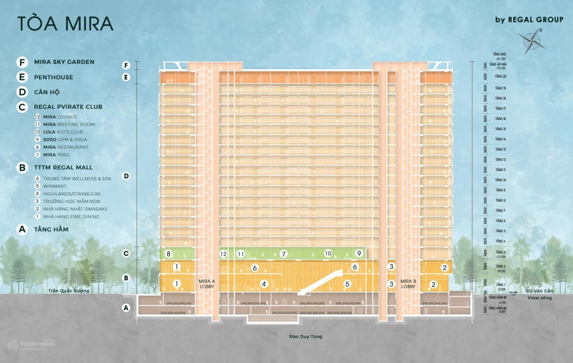 Căn 3 Phòng ngủ vip siêu đẹp tại tòa Mira- Regal Complex, ban công Đông ...